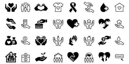 Charity icon set on white background Royalty Free Vector