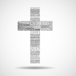 Cross of religious words christian symbol Vector Image