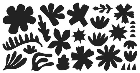 Cut out abstract organic shapes outline floral set