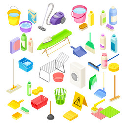 Household cleaning equipments with bucket full Vector Image