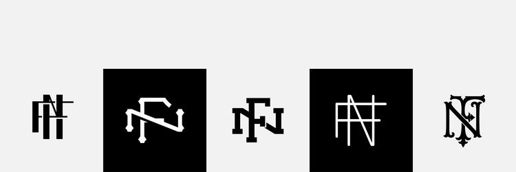 Luxury initial letters fn logo design Royalty Free Vector