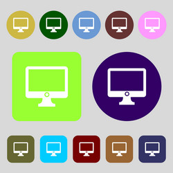 Computer widescreen monitor sign icon 12 colored Vector Image