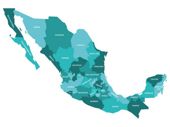 States mexico map Royalty Free Vector Image - VectorStock