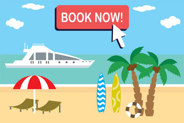 Cartoon travel banner templatetropical beach Vector Image