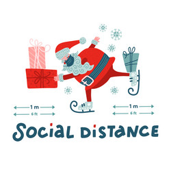 Santa claus and friends social distancing concept Vector Image