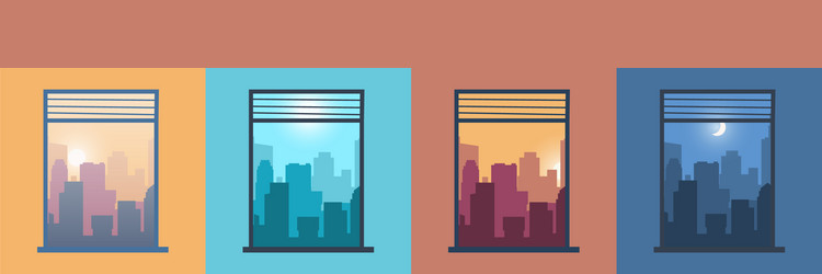 Day and night window morning sun view moon Vector Image