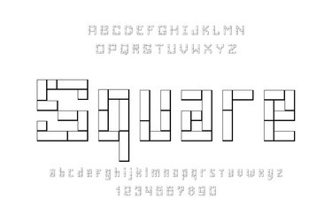 Geometric simple font thick straight square Vector Image
