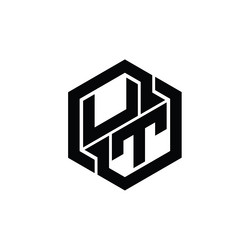 Ut logo monogram hexagon diamond shape Royalty Free Vector