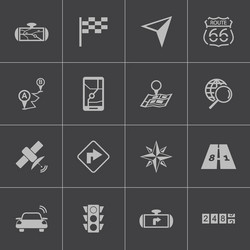 Black navigation icons set Royalty Free Vector Image