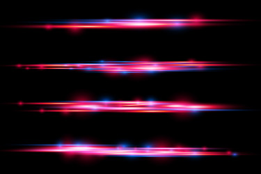 Horizontal light rays flash red line Royalty Free Vector