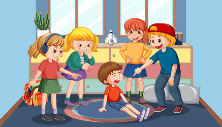 School bullying with student cartoon characters Vector Image