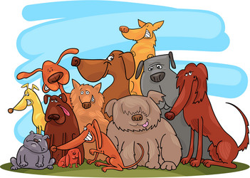 Breed dogs cartoon characters group Royalty Free Vector