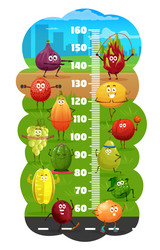 Kids height chart wall metter with funny cartoon Vector Image