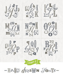 Set of hand drawn different fonts for a headlines Vector Image