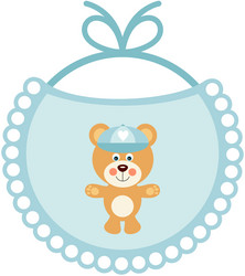 Cute baby boy teddy bear in shopping bag Vector Image
