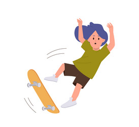 Little boy child cartoon character falling down Vector Image