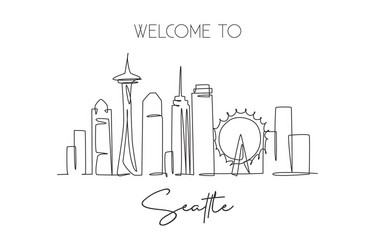 One continuous line drawing of spokane city Vector Image