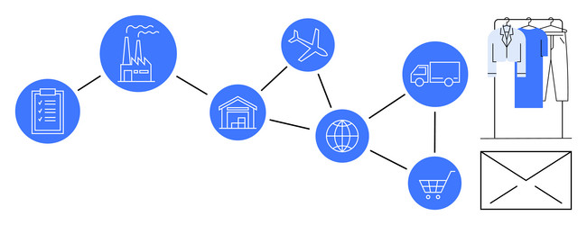 Supply chain process flowchart connecting Vector Image