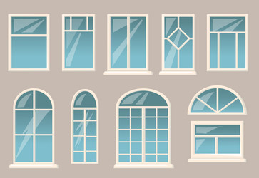Windows with white frames set Royalty Free Vector Image
