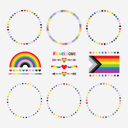 Colorful rainbow circle emblems pattern set Vector Image