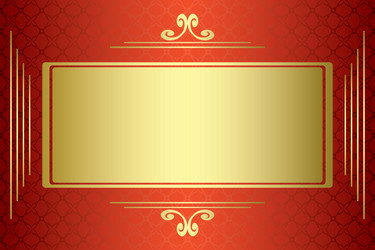 Bright red card with center gold frame Royalty Free Vector
