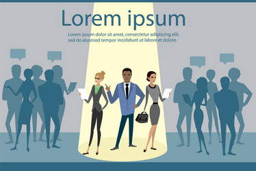 Cartoon businessman stand out from crowd spotlight