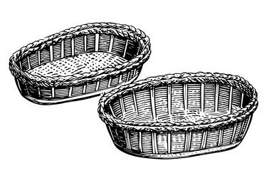 Hand drawn sketch of wicker basket engraved style Vector Image