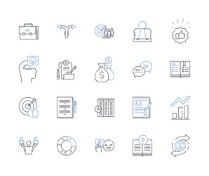 Microfinance outline icons collection Royalty Free Vector