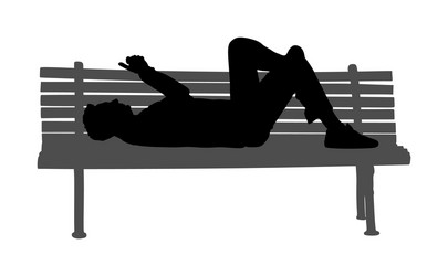 Relaxed lazy man laying down with mobile phone Vector Image