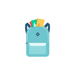 Blue backpack packed with school items supplies Vector Image