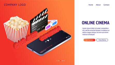 Template for a website with online cinema Vector Image