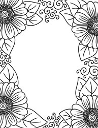 An adult coloring page with floral border Vector Image