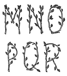 Decorative alphabet letters made tree branches Vector Image