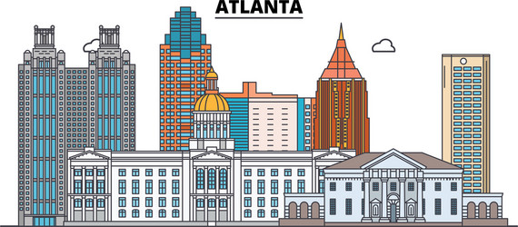 Atlanta landmarks and monuments Royalty Free Vector Image