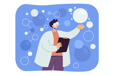 Cartoon character doing scientific research Vector Image