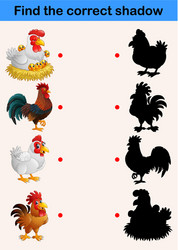 Find the correct shadow farm animals Royalty Free Vector