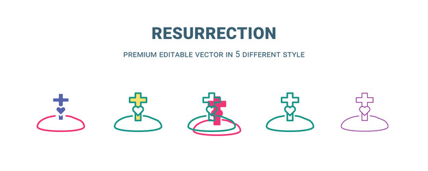 Christ icon in 5 different style outline filled Vector Image