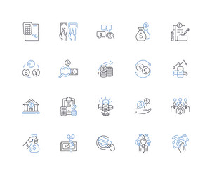 Cafe management line icons collection frugal Vector Image