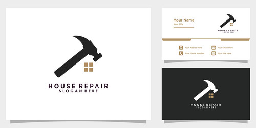 House repair logo design with hammer element icon Vector Image
