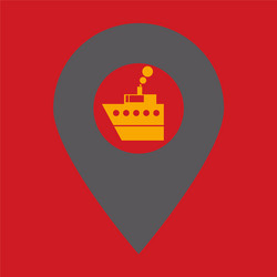 Location icon with ship flat style for graphic Vector Image
