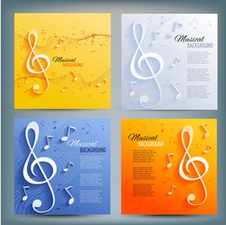 Set of musical banners with key and notes Vector Image