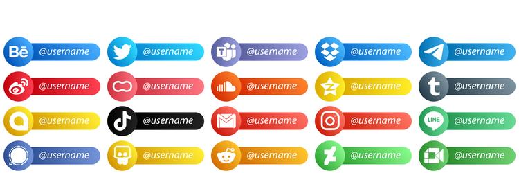 20 social media follow me icons with custom Vector Image