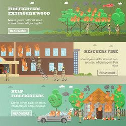 Horizontal firefighter people banners set Vector Image