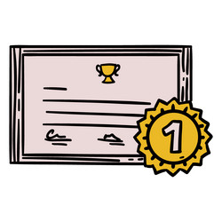 Hand holding first place cup cartoon Royalty Free Vector