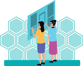 Virtual reality technology experience cartoon Vector Image