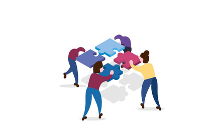 Teamwork joining puzzle pieces Royalty Free Vector Image