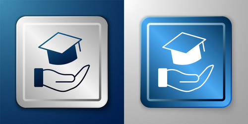 White education grant icon isolated on blue Vector Image