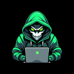 Hacker with a laptop on black background Vector Image