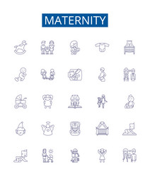 Maternity line icons signs set design collection Vector Image