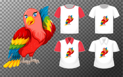 Different types of tops with parrot bird pattern Vector Image